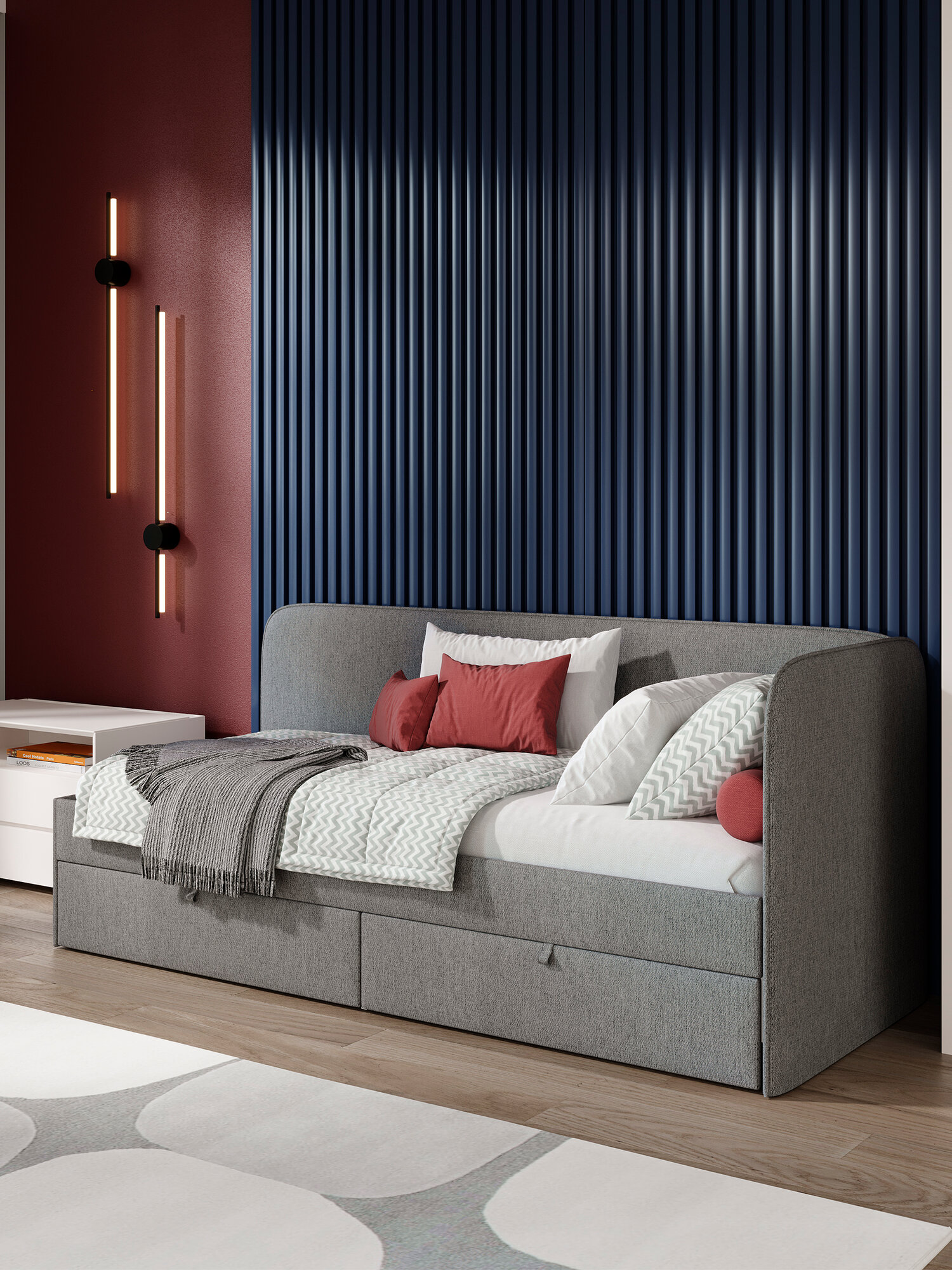 Кровать с мягкой обивкой «Молли» Тип 1 (900) Микровелюр Scandi Graphite 22