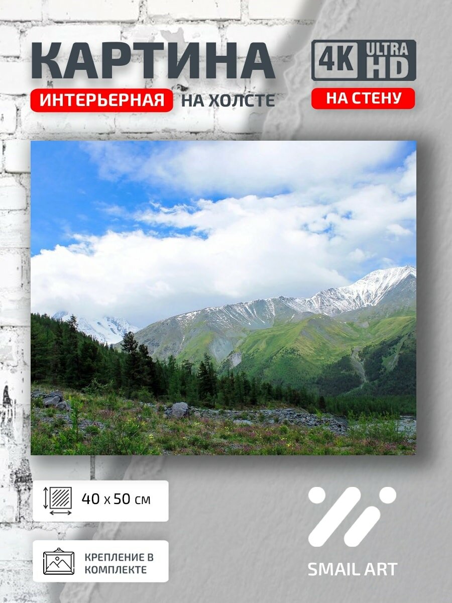 Картина на холсте интерьерная 40 на 50 на стену Перевал Кара-Тюрек для кафе пейзаж