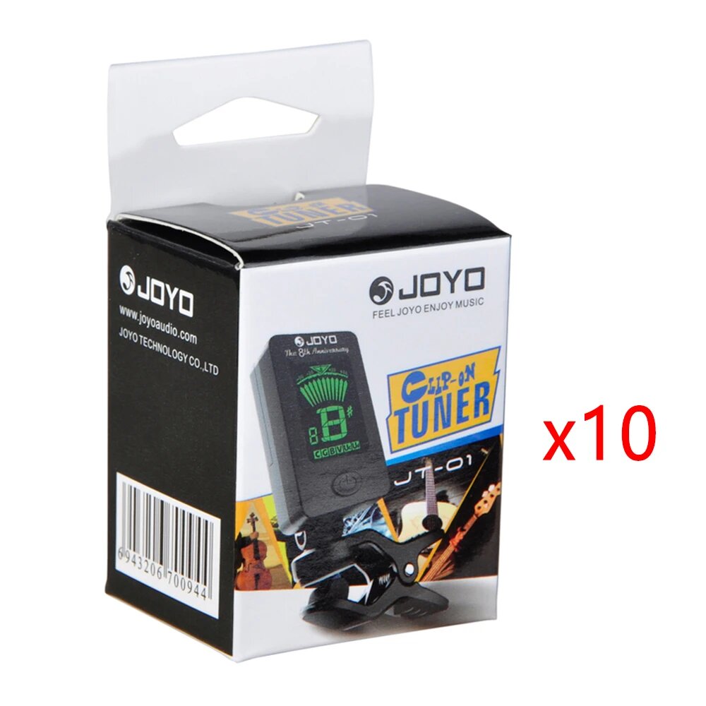 Цифровой Тюнер JOYO JT-01 С Поворотным На 360 Градусов ЖК-дисплеем, Клипсовый, Для Гитары, 10 Pcs