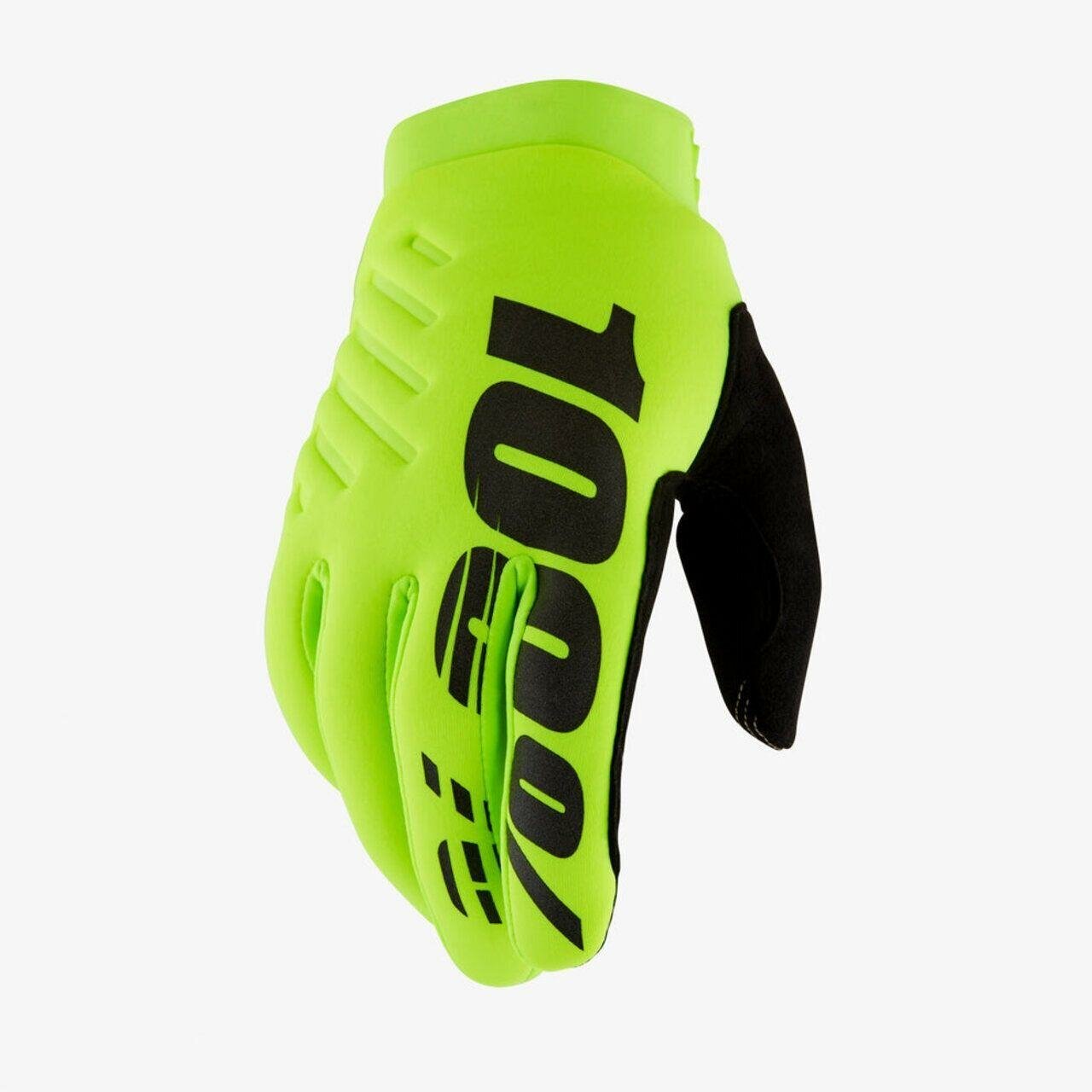 Мотоперчатки 100% Brisker Glove, с сенсорным элементом, Fluo Yellow/Black, рамер S