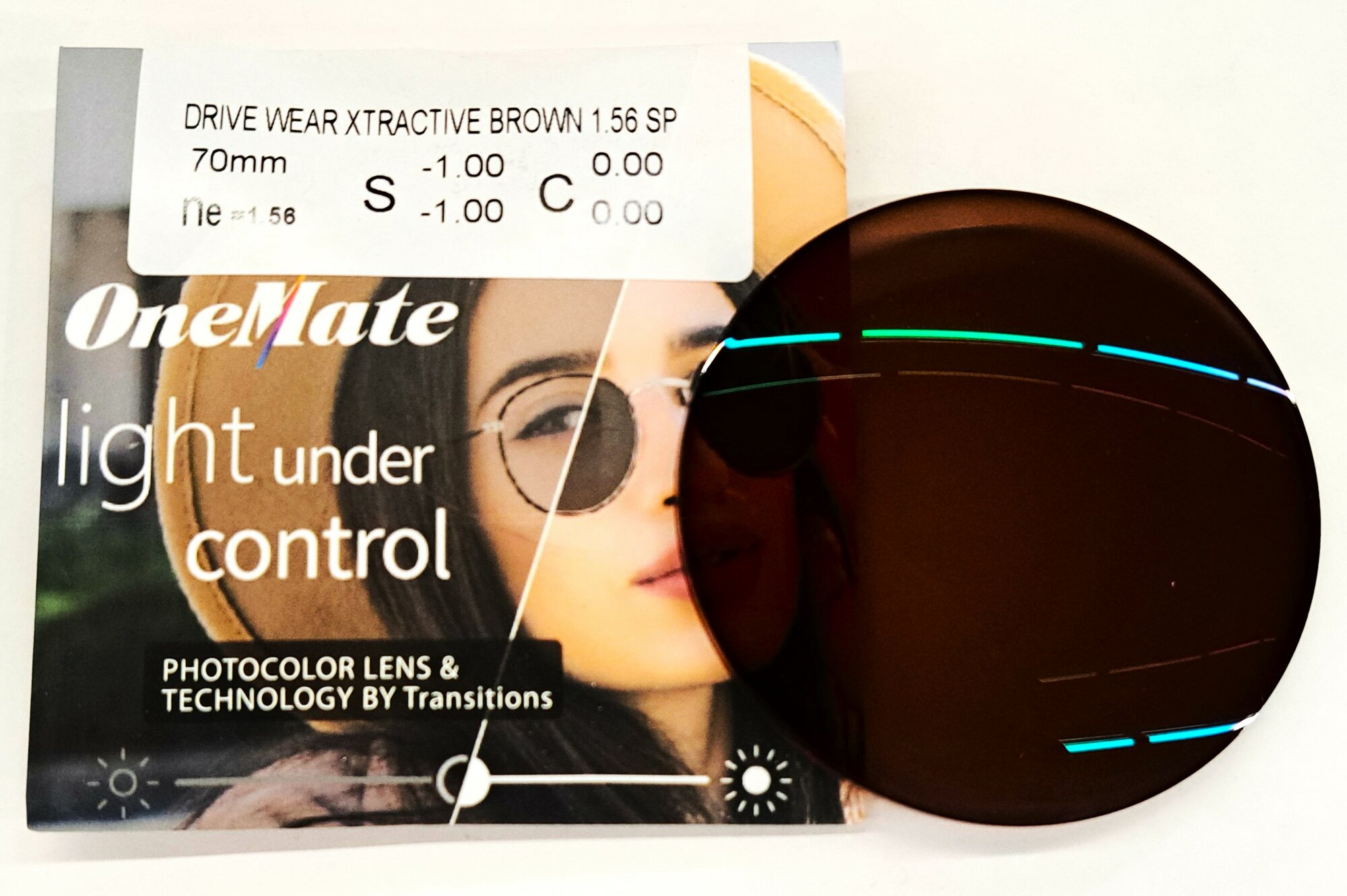 Коричневая линза фотохром (хамелеон) DRIVE WEAR TRANSITION XTRACTIVE 1.56 HMC