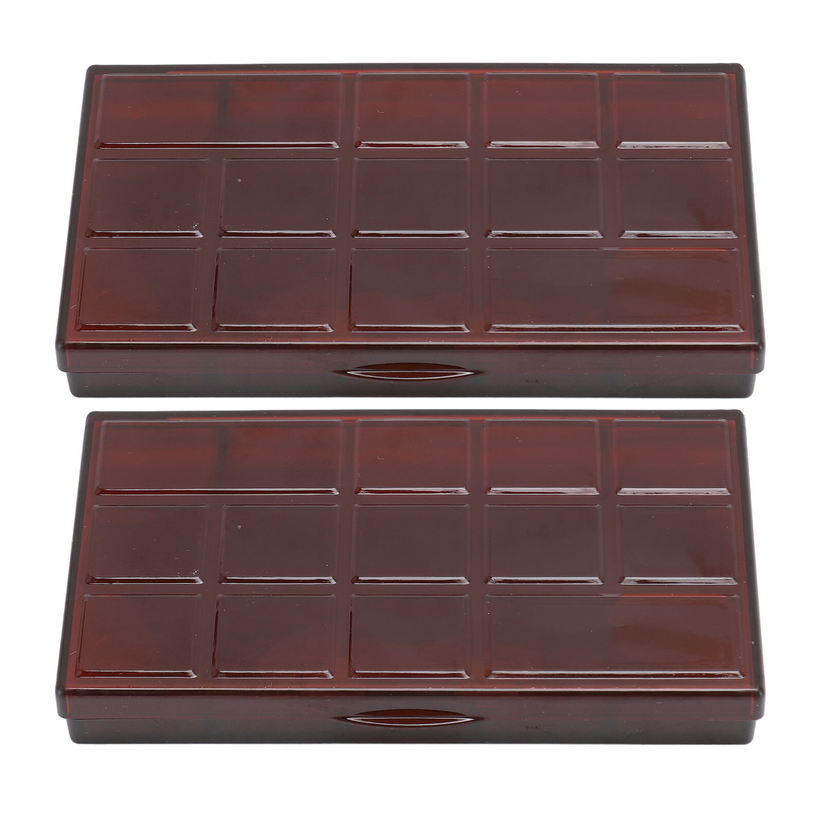 2pcs 15 Grids Transparent Paint Box Clear Plastic Painting Pigment Portable Leakproof Watercolor Palettes for Artists Students Kids Coffee