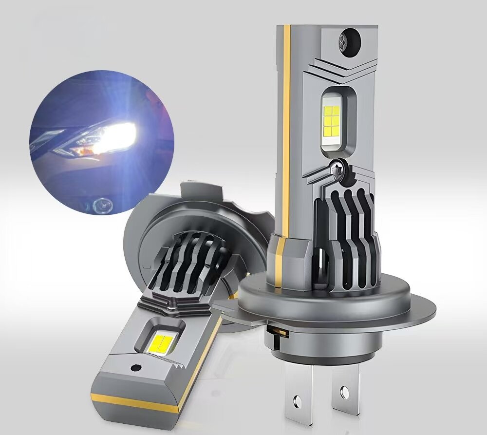 Car компактные лампочки H7 светодиодные, яркие LED 70W, 6000K, 12V, 2 шт, установка без переходников