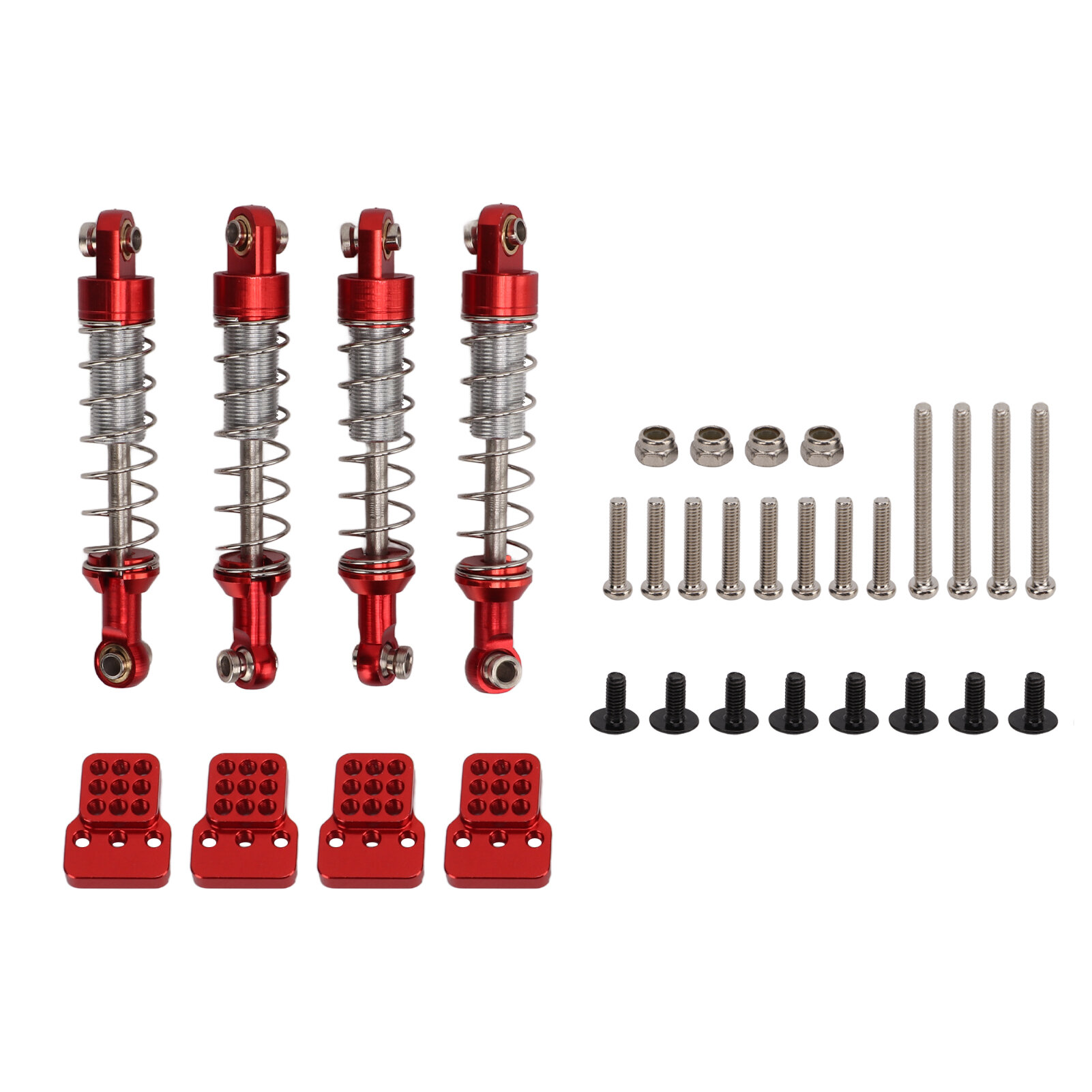 2 Pair RC Metal Universal Shock Absorber Damper Set with Mount for WPL C14 Car Upgrade PartsRed