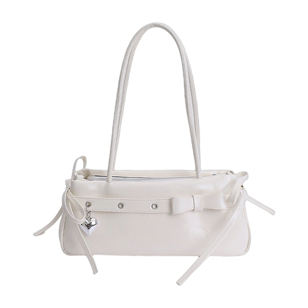 Сумка для подмышек с бантом Sweet girl простая и универсальная высококачественная багетная сумка на одно плечо-белая