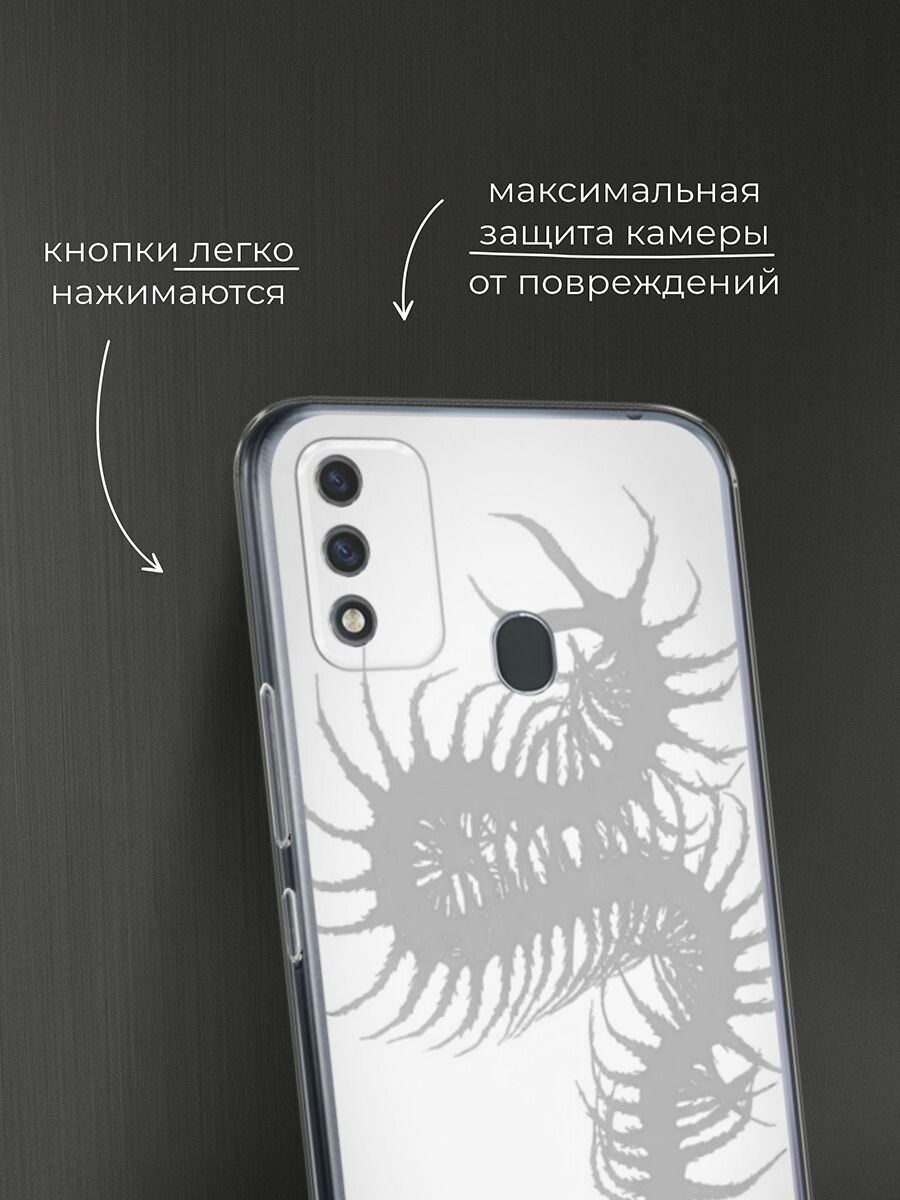 Силиконовый чехол на Itel A48 / Ител А48 с принтом Серая многоножка — фото 1