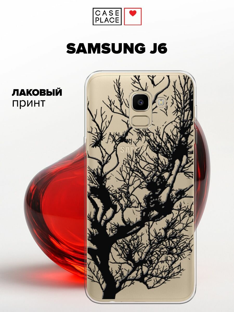 Силиконовый чехол на Samsung Galaxy J6 2018 / Самсунг Галакси Джей 6 2018 с принтом Черное дерево