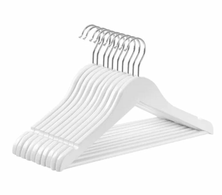 Вешалки для одежды Белые Деревянные, в наборе 10 шт