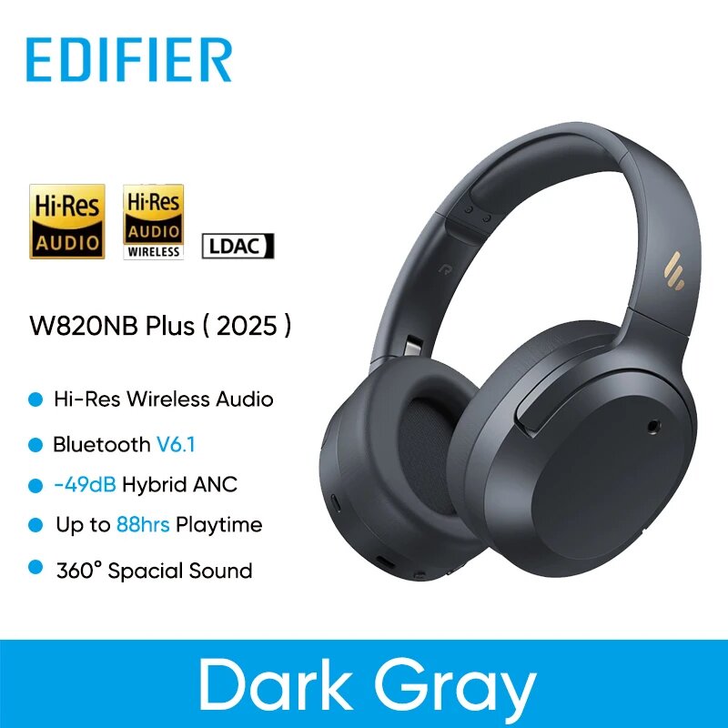 Edifier W820NB Plus (2025 версия) беспроводные наушники Dark Gray