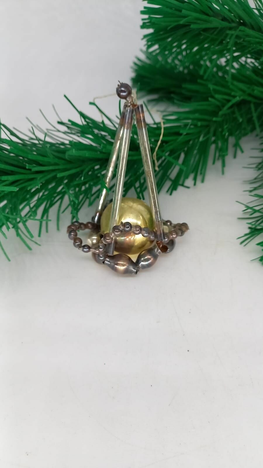 Винтажная советская подвесная елочная игрушка из стекляруса, СССР
