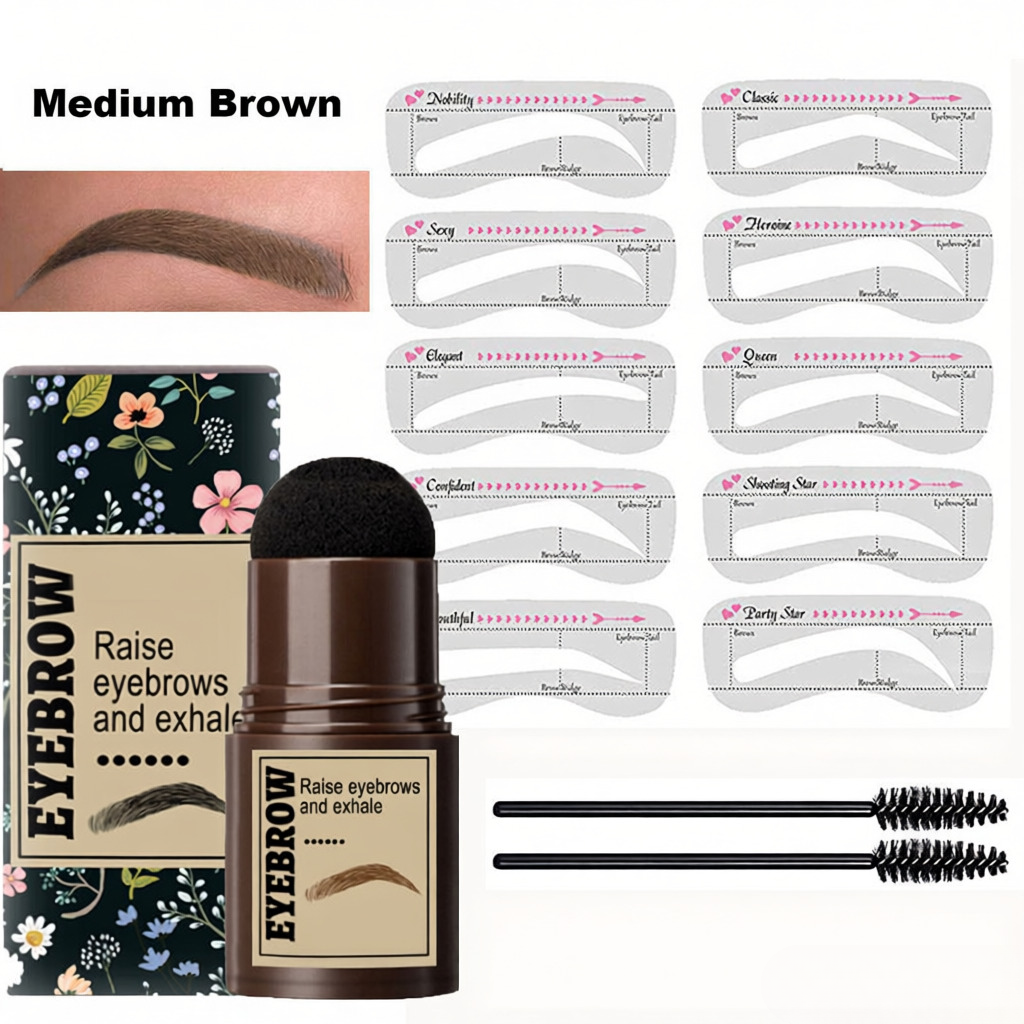 Набор для бровей с печатью и трафаретами SMSUX, водостойкий, длительный эффект, 10 многоразовых трафаретов для бровей, цвета: Natural Brown, Dark Brown, Light Brown, для макияжа и коррекции лайнера волосы