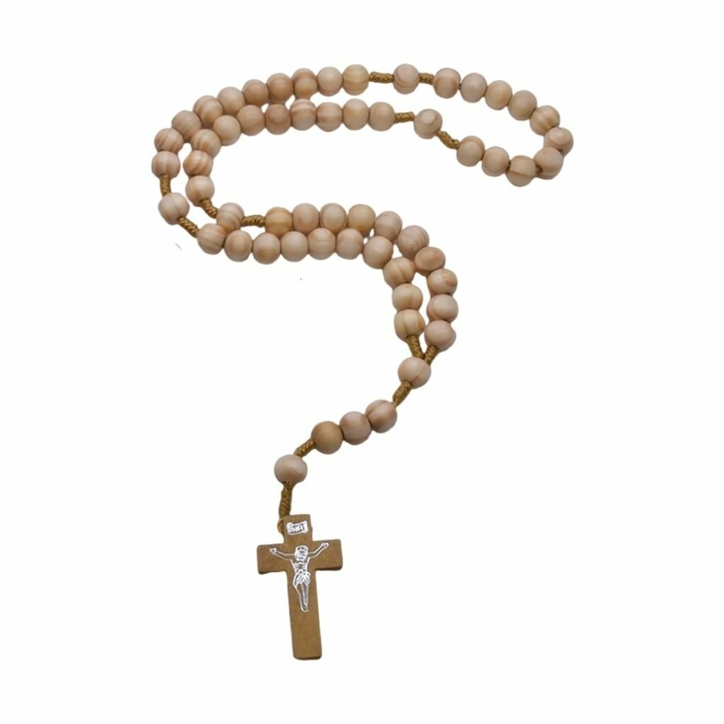 Деревянные чётки с крестом, Легкий кофе