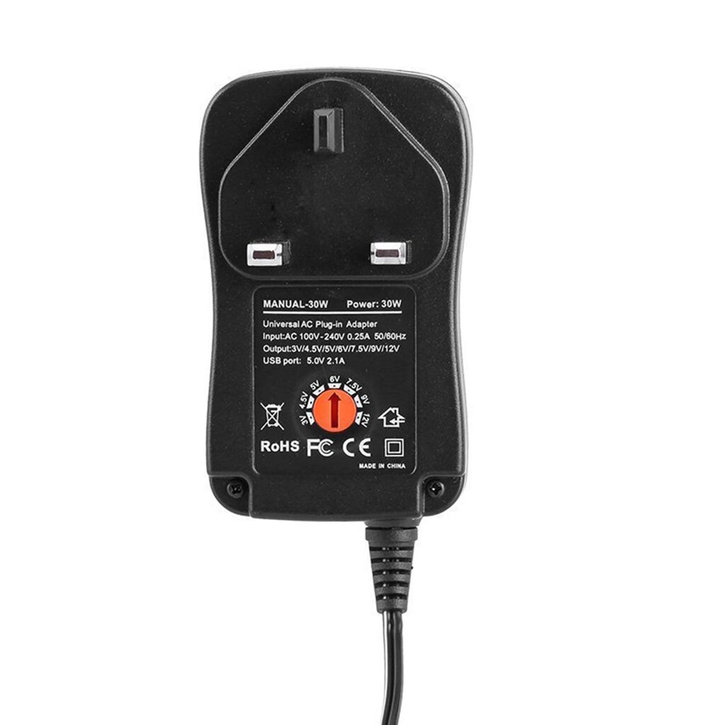 Регулируемый источник питания с адаптером 3 В-12 В + 6 адаптеров-британский стандарт