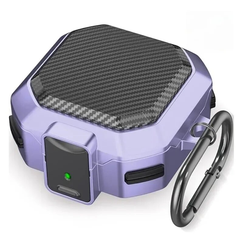 Чехол для Samsung Galaxy Buds FE из углеродного волокна с замком For Galaxy Buds Core, Purple