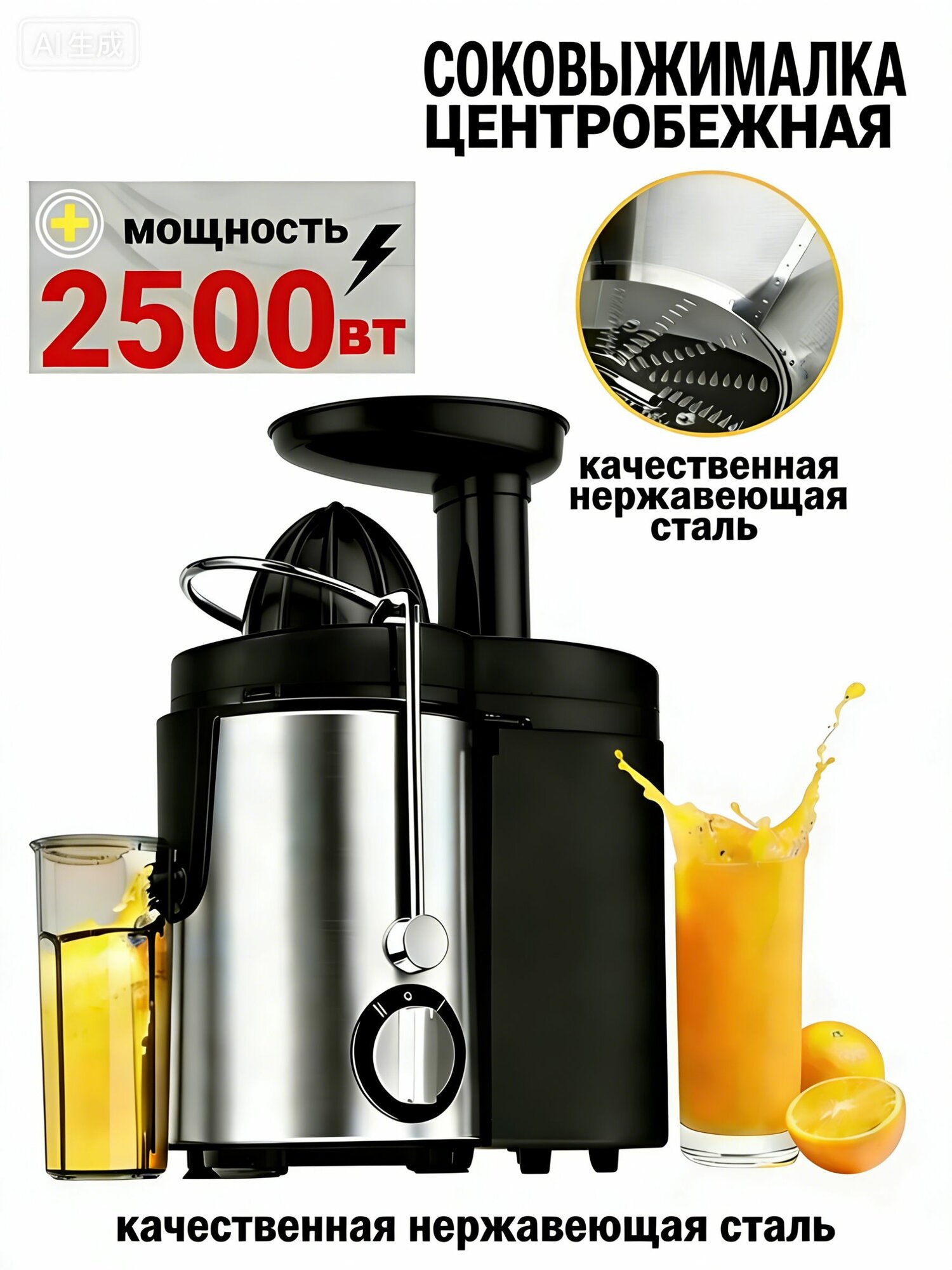 Соковыжималка электрическая центробежная CC7AA327853A461AHTWSY, серебристый