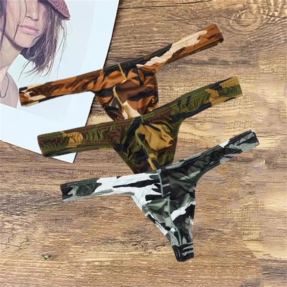 Мужские стринги камуфляж 3 шт, XL, Coffee Army Green