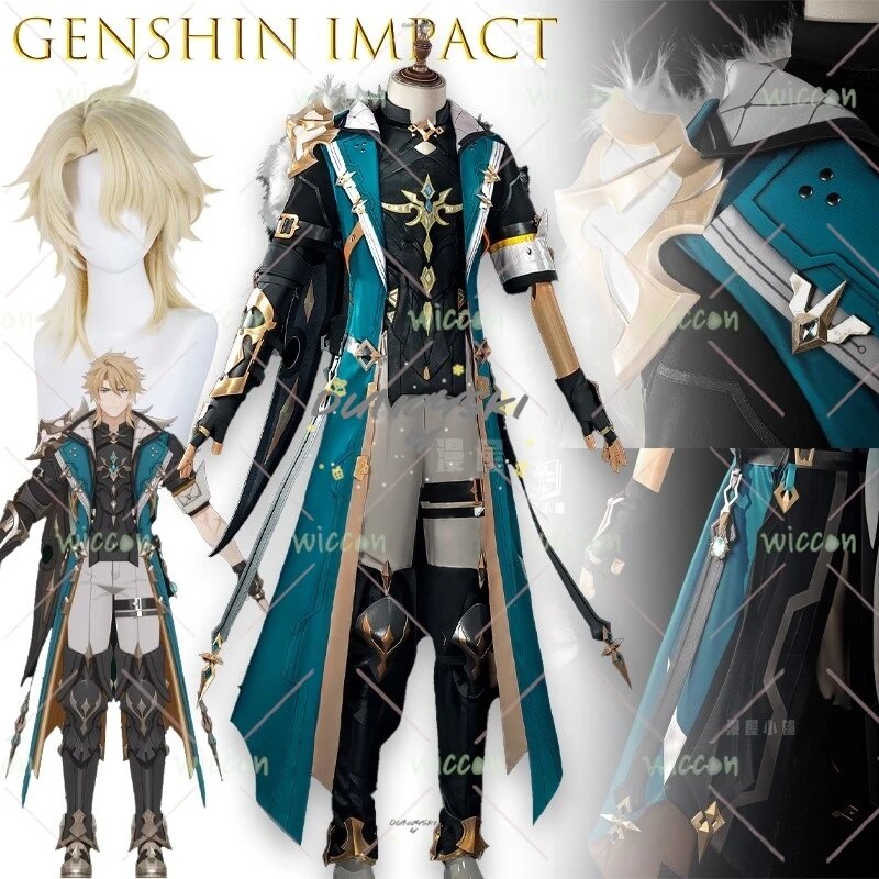 Genshin Impact Varka Косплей костюм XXL, suit wig
