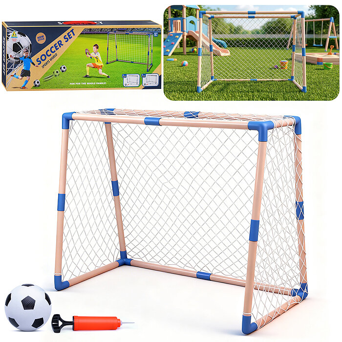 Ворота футбольные JB8890C "Меткий игрок" (мяч, насос) в коробке