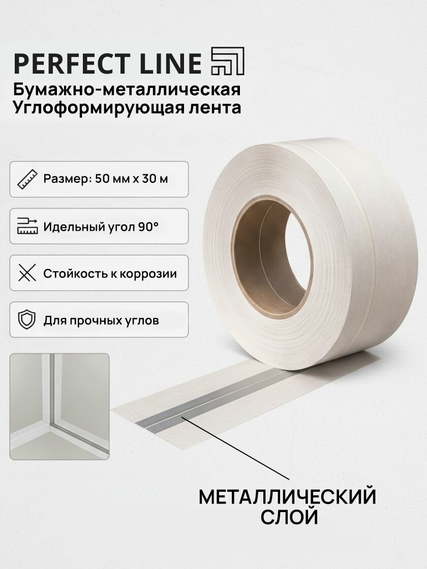 Лента PERFECT LINE бумажно-металлическая углоформирующая