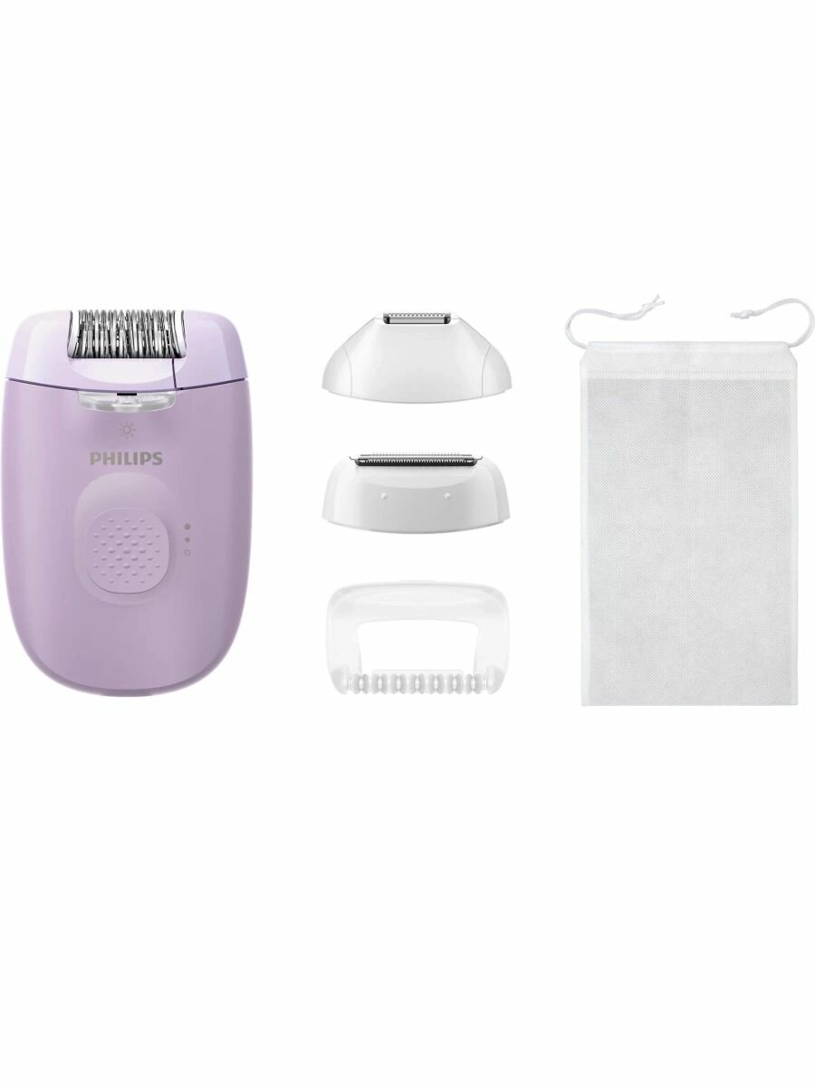 Эпилятор Philips BRE257/00, 21 пинцет, 2 скорости, 3 насадки, фиолетовый