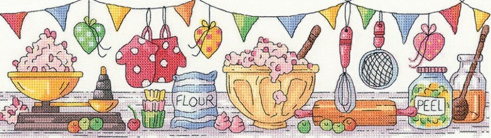 Набор для вышивания Heritage #KCRS1397E Ready, Steady, Bake! (На старт! Внимание! Выпекание!), Счетный крест, 37.5 x 10 см