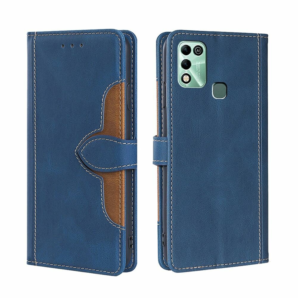 Чехол-книжка MyPads для Infinix HOT 10 Play/HOT 11 Play , узор в сочетании с другим цветом (синий)