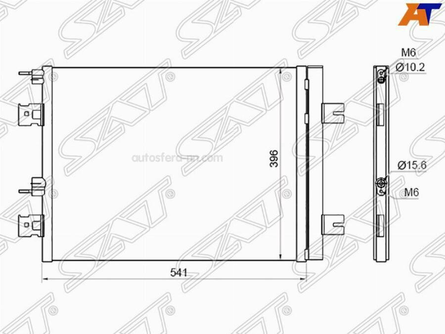 SAT STDC01394B0 Радиатор кондиционера LADA Largus 12-21 / Nissan Almera 12-19