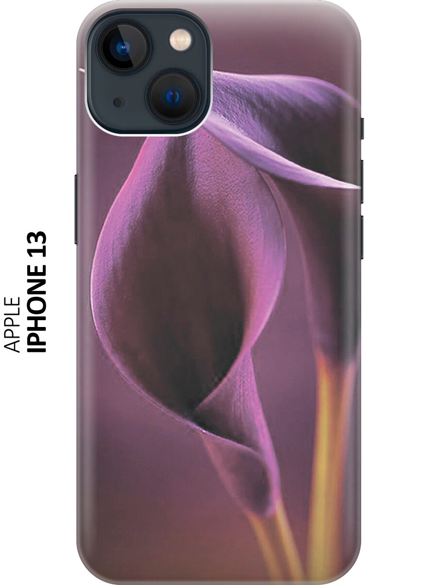Силиконовый чехол на Apple iPhone 13 / Эпл Айфон 13 с рисунком "Сиреневые каллы"