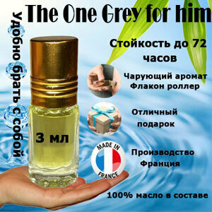 Масляные духи The One Grey for him, мужской аромат, флакон роллер 3 мл.