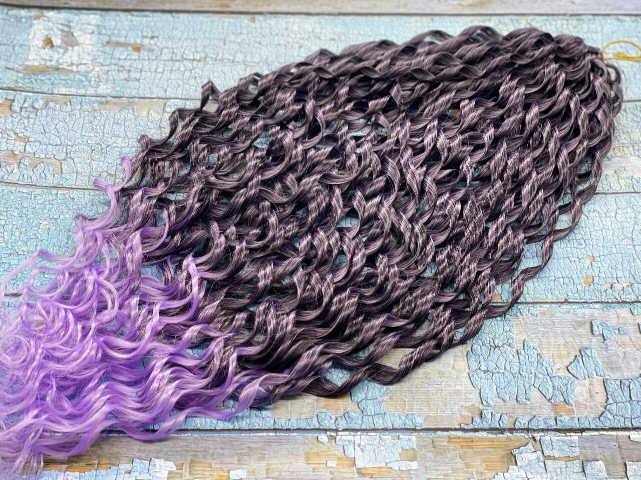 Афрокудри для наращивания и заплетения чёрный с фиолетовым 60см