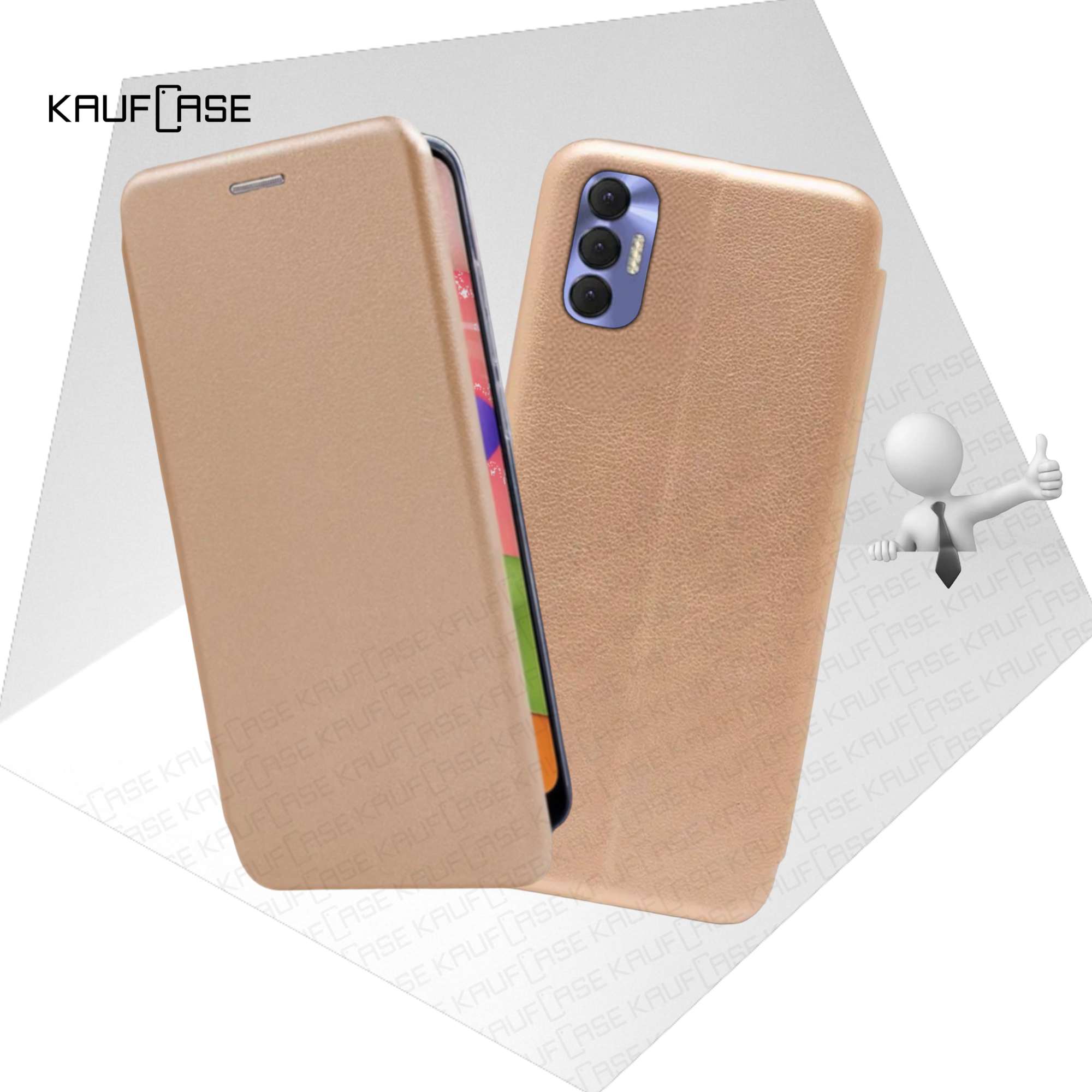 Чехол книжка для телефона Tecno Spark 8P (KG7n) (6.6"), золото. Текстура под кожу