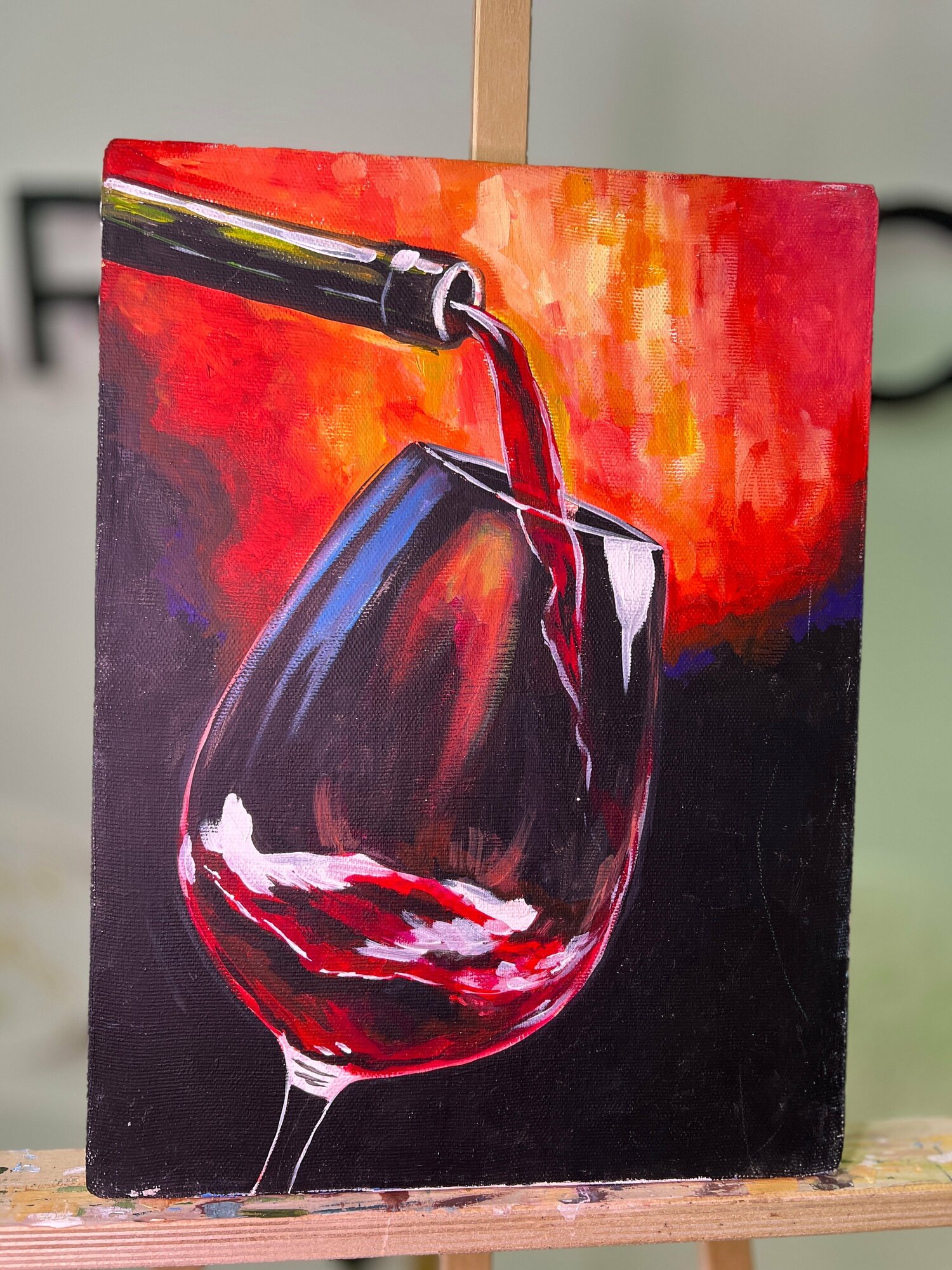 Акриловая живопись, картина ручной работы размером 40х30 "Винное настроение" холст на подрамнике