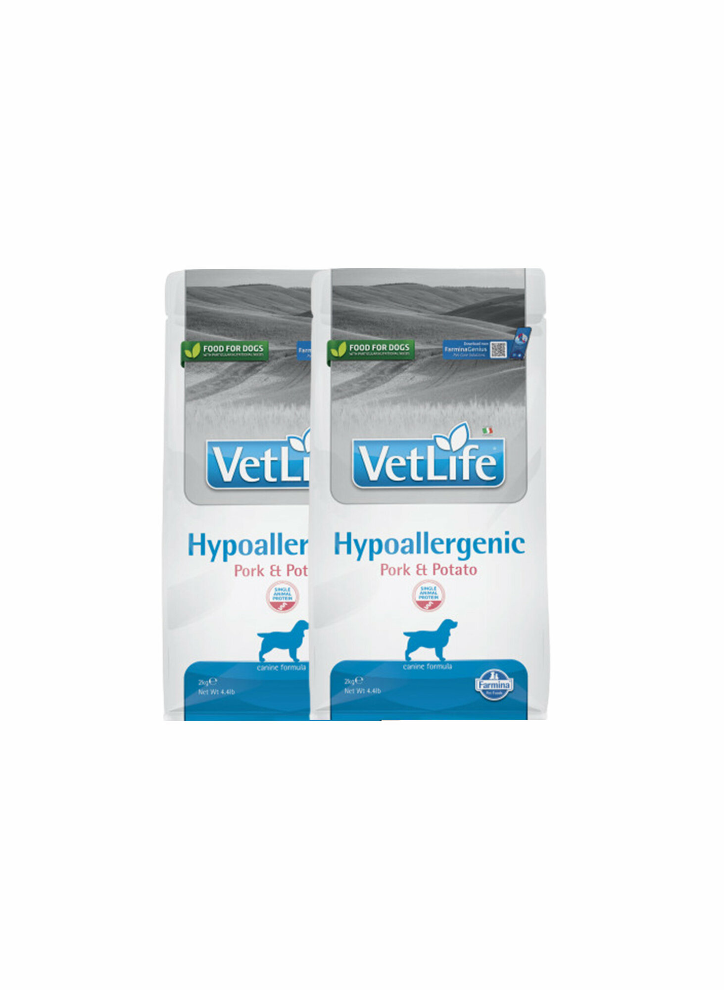 Farmina Vet Life Dog Hypoallergenic Pork & Potato сухой диетический корм для взрослых собак при пищевой аллергии, со свининой и картофелем - 2 кг x 2 шт.
