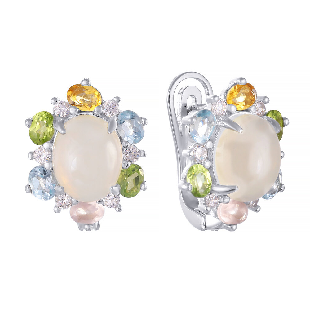 Серьги, серебро, 925 проба, опал синтетический