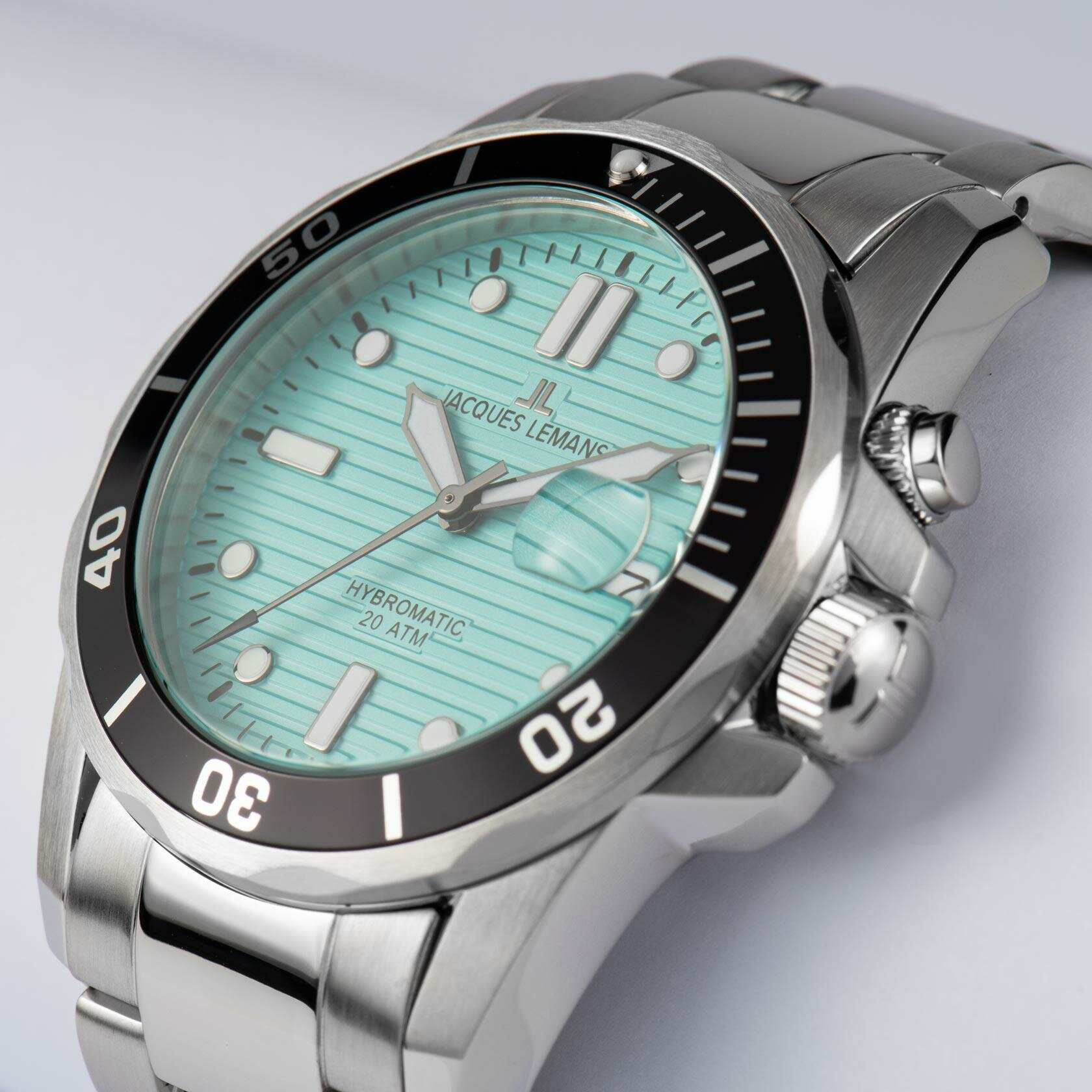 Наручные часы JACQUES LEMANS Hybromatic, черный, серебряный, зеленый — фото 1