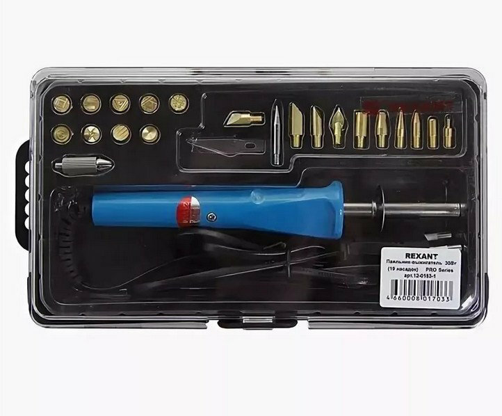 Паяльник выжигатель 19предметов 30Вт 220В ZD-972A Профи REXANT 12-0183-1 30Вт 220В 19пр Профи REXANT 12685/12-0183-1