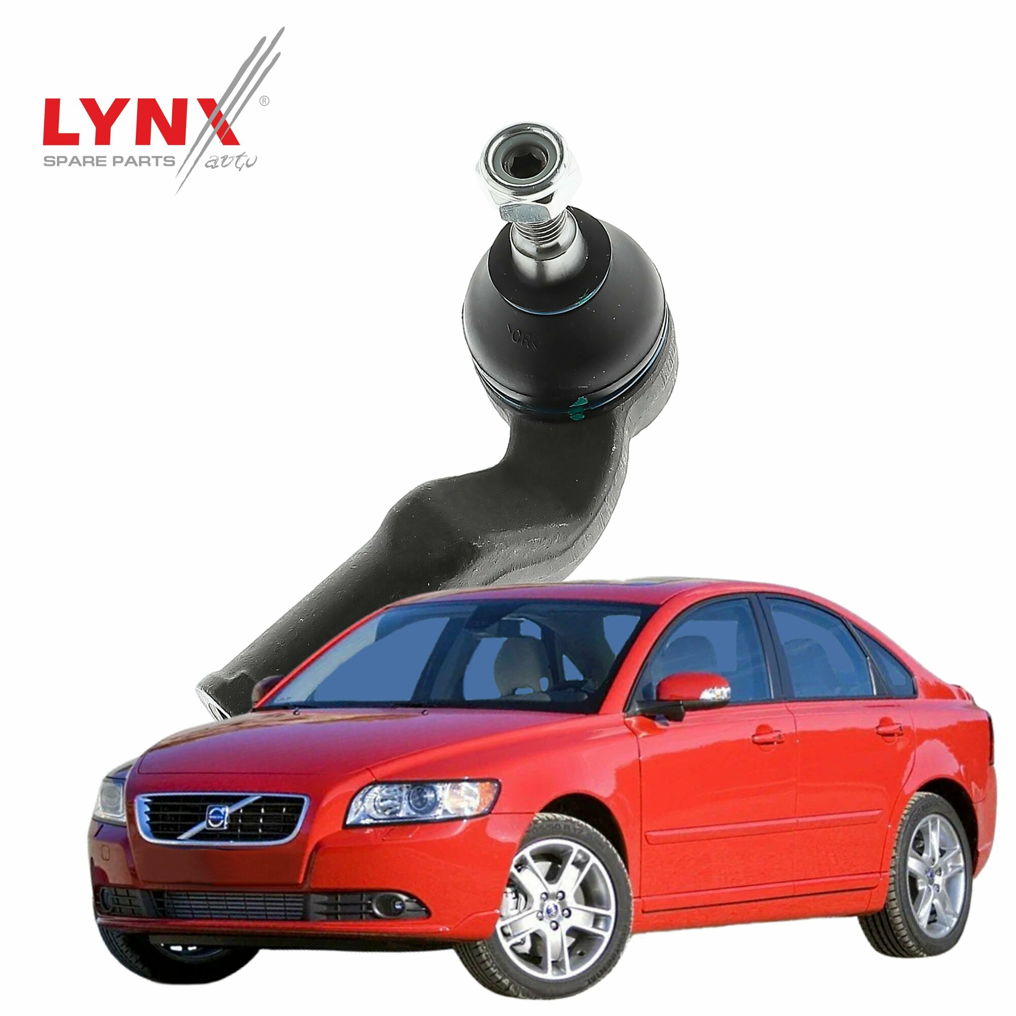Наконечник рулевой Volvo S40 (2) / Вольво С40 2003 2004 2005 2006 2007 2008 2009 2010 2011 2012 / левый, 1шт, LYNXauto