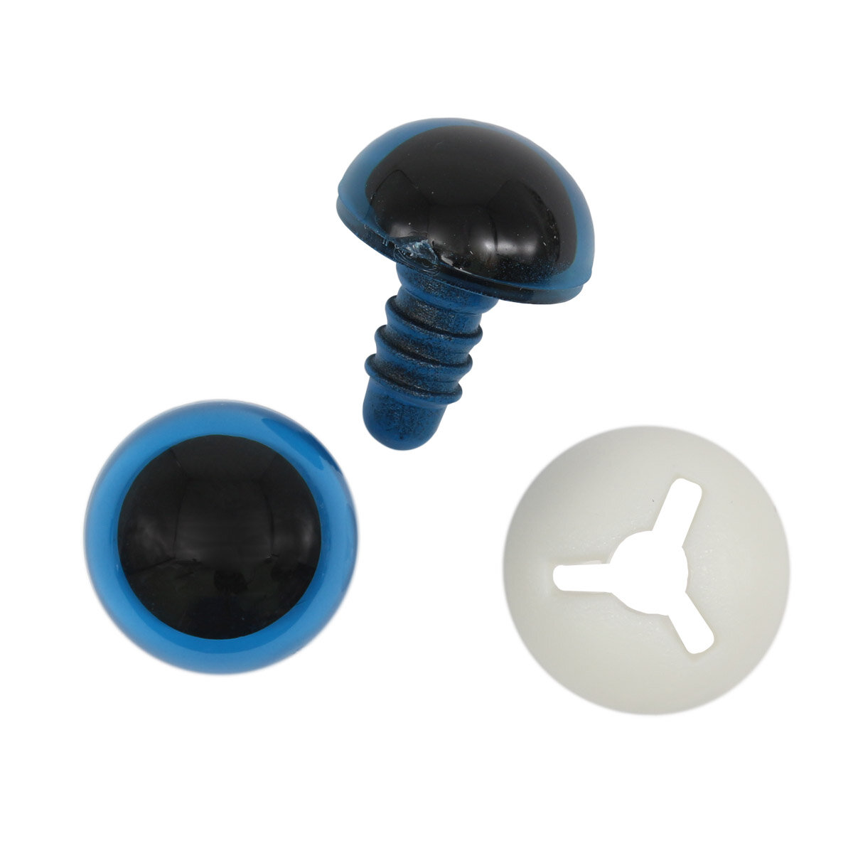 Глазки для игрушек и кукол голубые 16 мм, 24 шт, пластиковые, с фиксаторами, Айрис