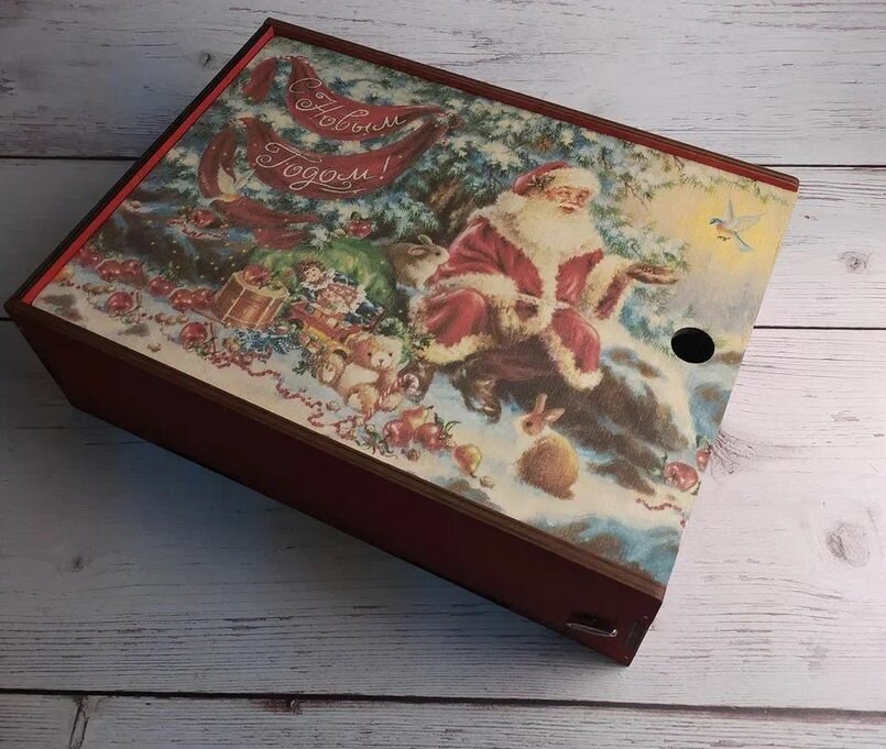 Музыкальная деревянная шкатулка пенал средний 22х16х7см "Возьми на счастье"