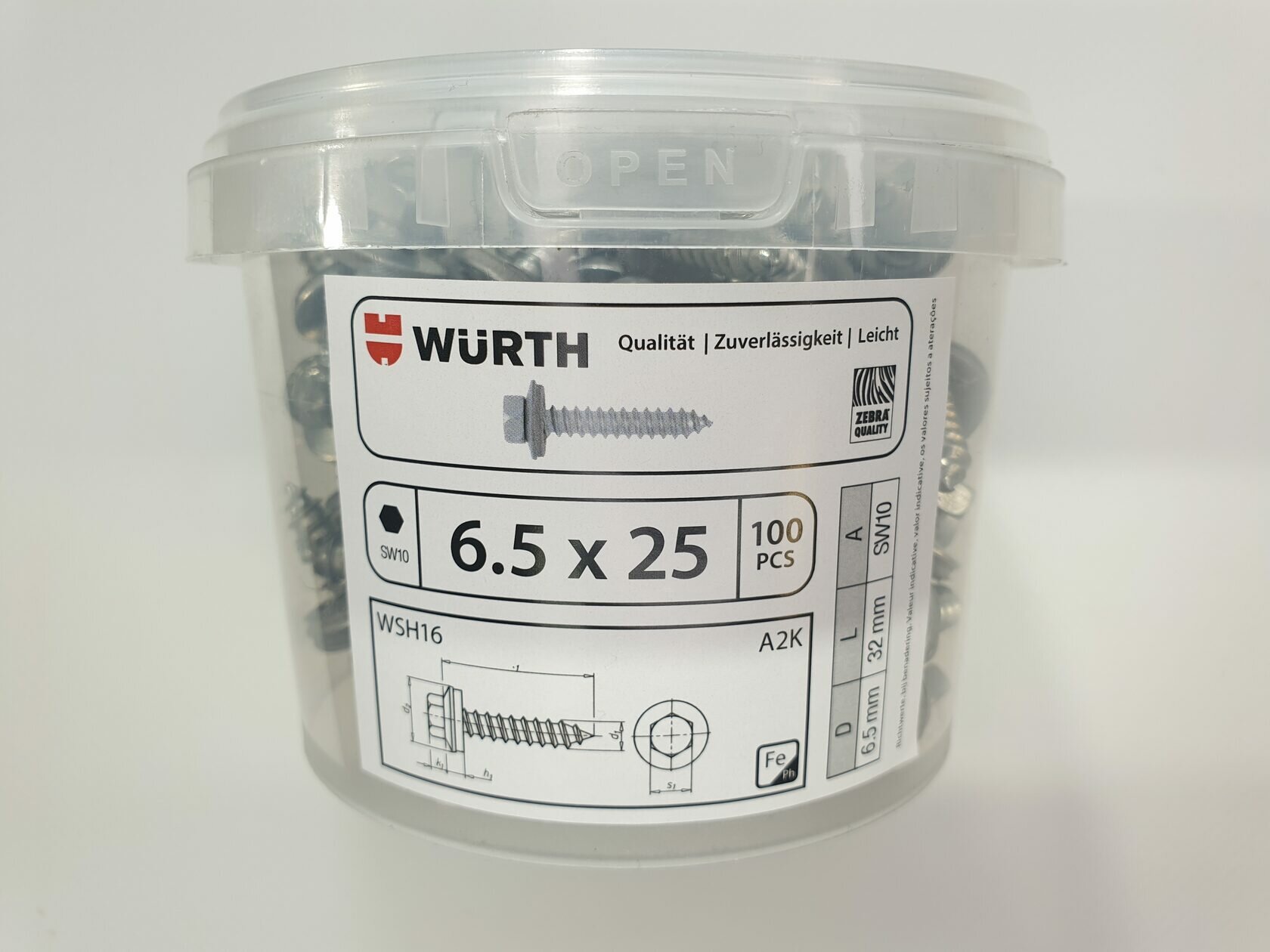 Фасадный винт 6.5x25 A2K Шайба 16 мм (100 pcs) WURTH, Германия