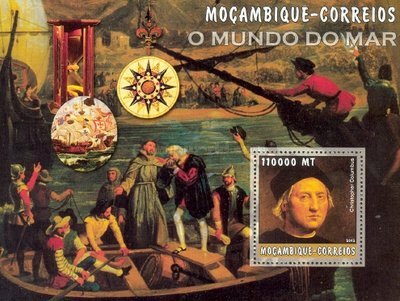 Почтовые марки Мозамбик 2002г. "Морская жизнь - Колумб" Христофор Колумб, Путешественники MNH