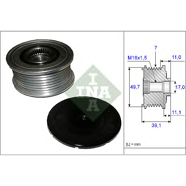 INA 535 0084 10 (0217045 / 0381 / 0381215) шкив генератора\ mb w163 / w211 / w220 / w463 3.0cdi / 4.0cdi m642 00