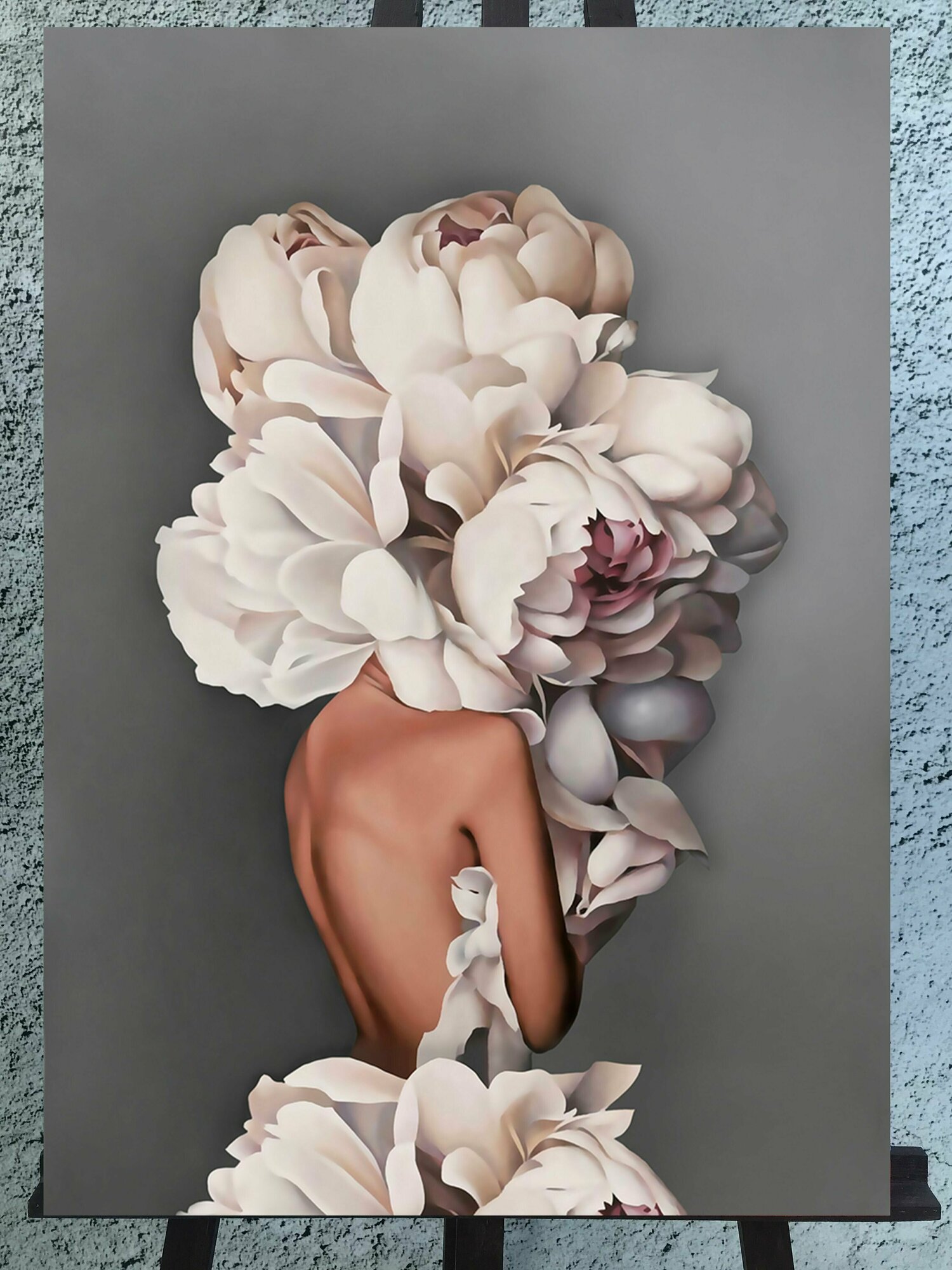 Картина на натуральном холсте (репродукция) "Мифология женской красоты" Эми Джадд 30х40см / картина для интерьера дома / Девушка с цветами