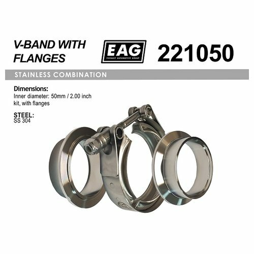 Хомут глушителя V-Band 50мм/2.0' к-т (с фланцами SS304) EAG 221050