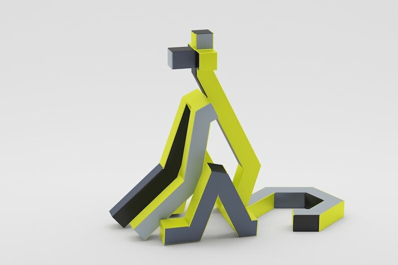 Полигональная фигура обезьяна, геометрический полигональный металлический декор интерьера