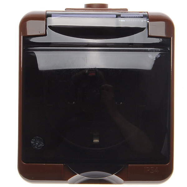 Розетка Hermetics 4668051 "евр" о/п с прозрачной крышкой IP54 коричневая ETI