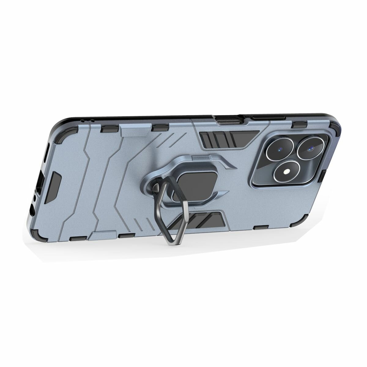 Противоударный чехол с кольцом Panther Case для Realme C53 (синий)