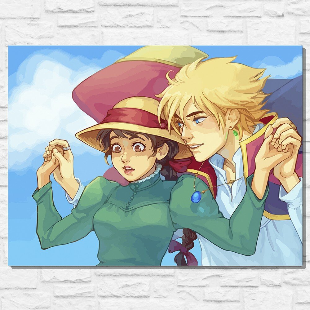 Картина по номерам на холсте аниме Ходячий замок Хаула (Миядзаки, фэнтези) - 13724 Г 80x60