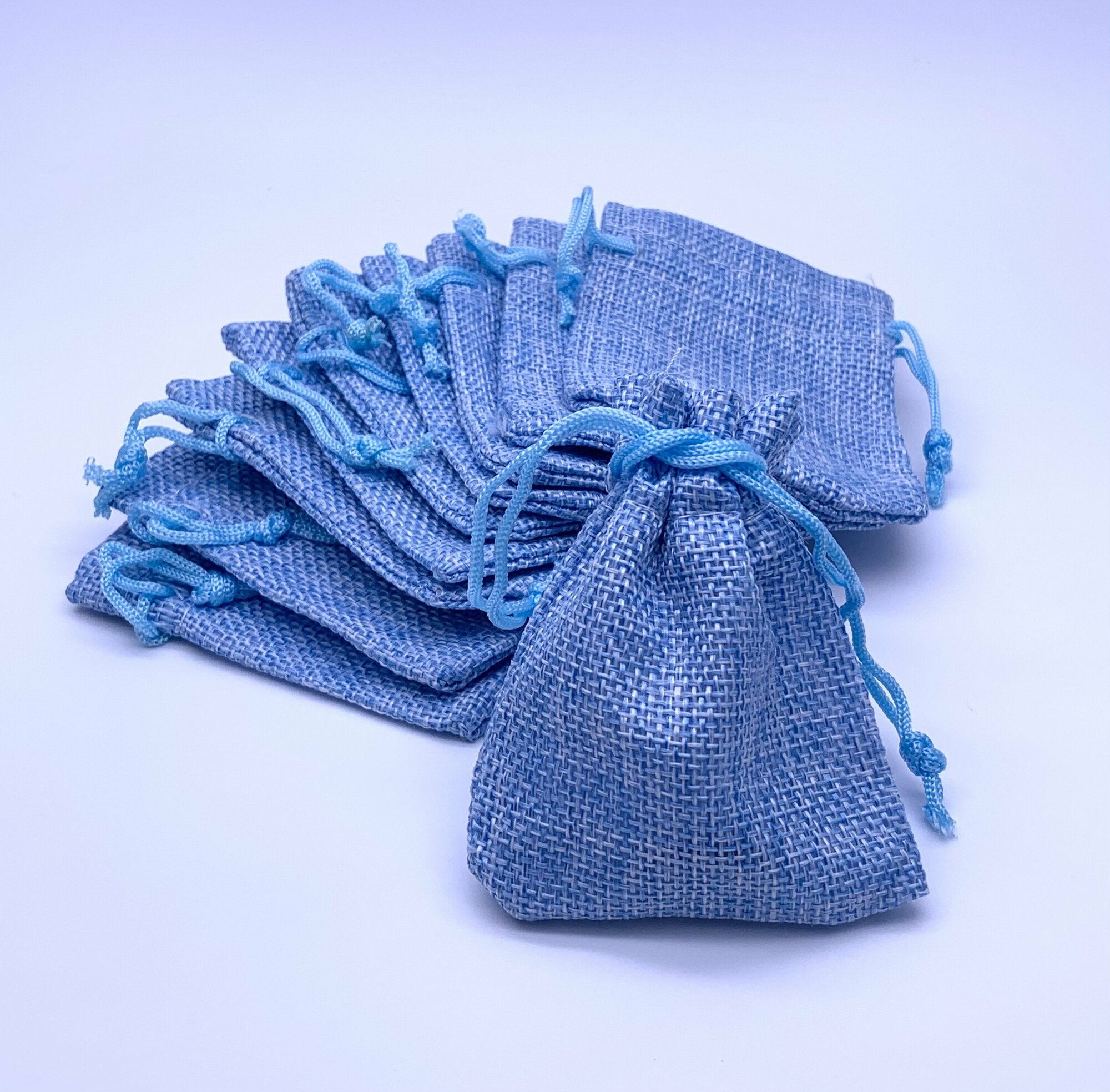 Мешок из джута 7х9 см, 10 шт, голубой