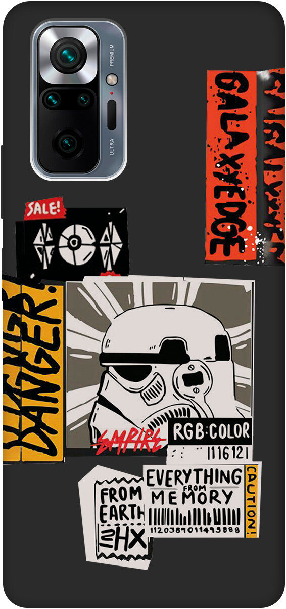 Матовый Soft Touch силиконовый чехол на Xiaomi Redmi Note 10 Pro, Сяоми Редми Ноут 10 Про с 3D принтом "Stormtrooper Stickers" черный